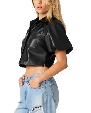 Steve Madden Reece Cropped Blouse - Black