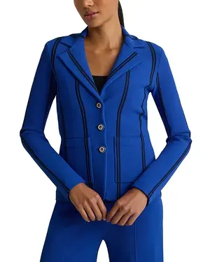 St. John Crepe Knit Jacket With Vertical Stripes - Cobalt/soft Blue Multi