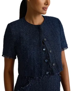 St. John Sabine Starlight Tweed Bolero Jacket