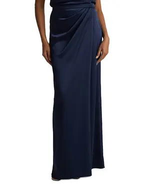 St. John Satin Drape Skirt - Midnight