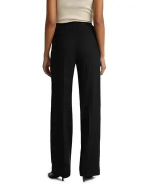 St. John Linen Blend Stretch Wide Leg Pants