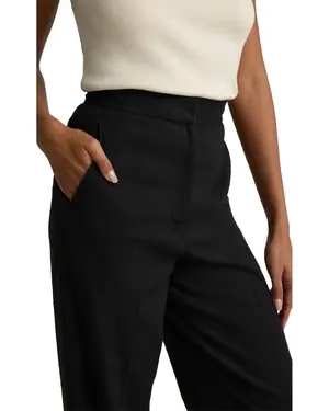 St. John Linen Blend Stretch Wide Leg Pants