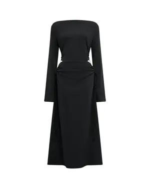 PORTIER Aura Midi Dress With Gathered Detailing - Black
