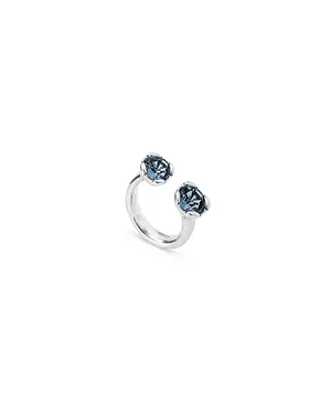 UNODE50 Sterling -plated Ring With Two Crystals - Silver