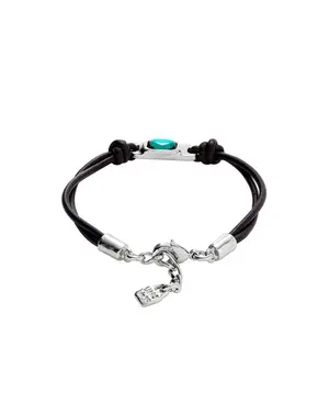 UNODE50 Sterling Plated Leather Bracelet With Crystal