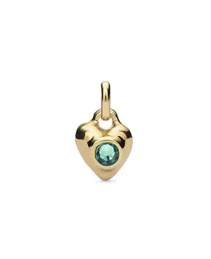 UNODE50 Plated Heart Charm With Green Glass