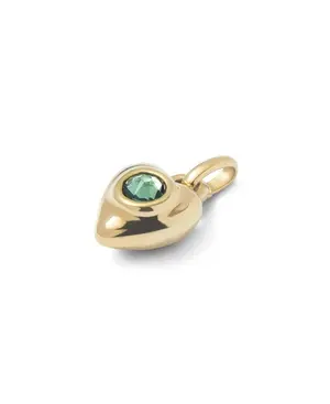 UNODE50 Plated Heart Charm With Green Glass