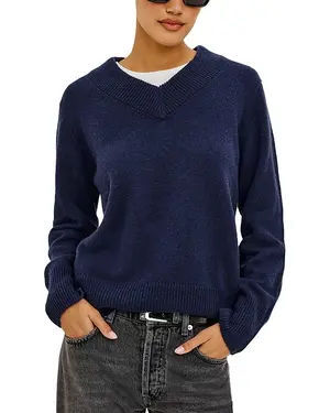 Rails Lidya Rib Trim V Neck Sweater
