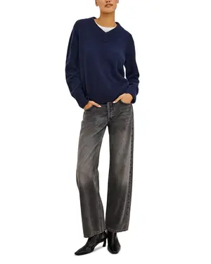 Rails Lidya Rib Trim V Neck Sweater