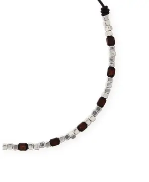 UNODE50 Leather Necklace With And Wood Beads