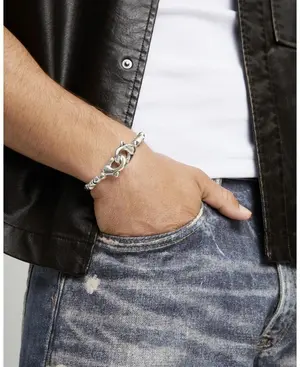 UNODE50 Sterling Plated Bracelet With Interlocking Carabiner Detail