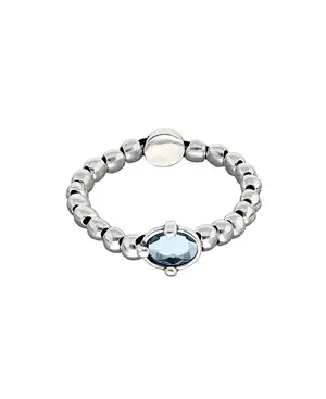 UNODE50 Sterling Plated Ball Bracelet With Blue Faceted Crystal