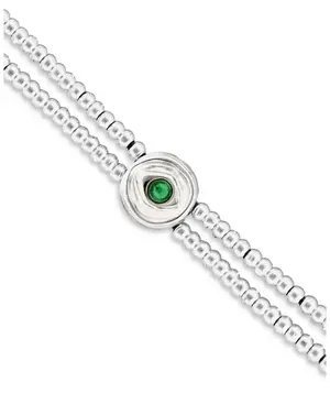 UNODE50 Double -plated Ball Bracelet With Eye Detail And Green Crystal