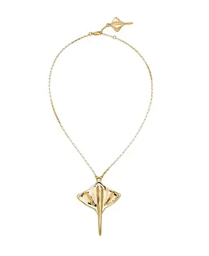 UNODE50 Plated Manta Ray Pendant Necklace - Gold