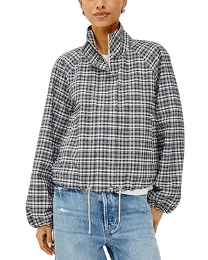 Rails Blake Stand Collar Drawstring Jacket - Mini Check