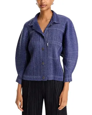 Issey Miyake Textured Denim Jacket - Navy