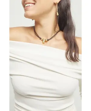 UNODE50 Leather Necklace With -plated Dials