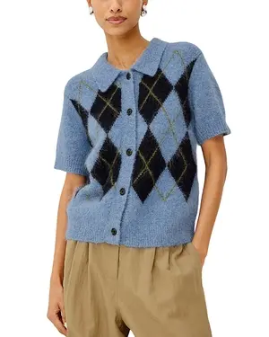Rails Kelly Button Front Short Sleeve Cardigan - Argyle