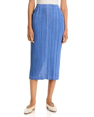 Issey Miyake Midi Denim Skirt - Blue