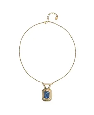 UNODE50 Plated Pendant Necklace With Blue Crystal - Gold