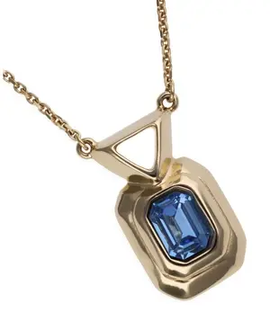 UNODE50 Plated Pendant Necklace With Blue Crystal