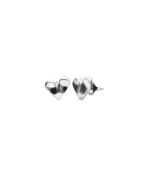 UNODE50 Sterling Plated Heart Earrings - Silver