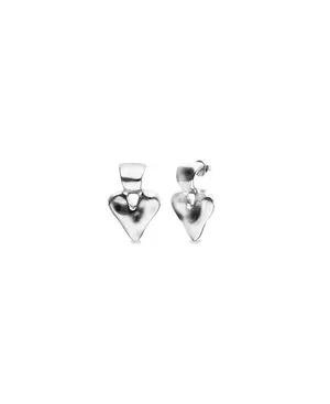 UNODE50 Sterling Plated Heart Drop Earrings - Silver