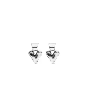 UNODE50 Sterling Plated Heart Drop Earrings - Silver
