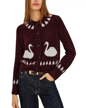 Rails Millie Swan Print Cardigan Sweater - Swans