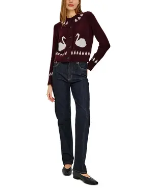 Rails Millie Swan Print Cardigan Sweater