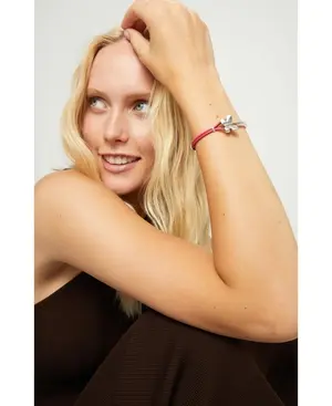 UNODE50 Leather Bracelet With Silver-tone Butterfly