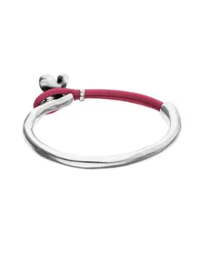 UNODE50 Leather Bracelet With Silver-tone Butterfly