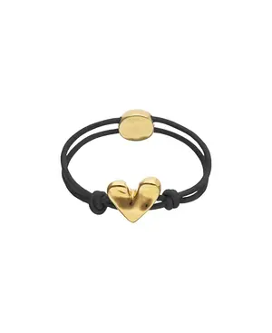 UNODE50 Unode50 Gold-Plated Heart Charm Bracelet Black