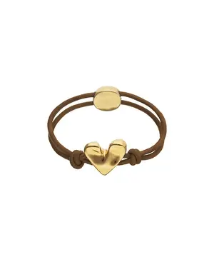 UNODE50 Gold-plated Heart Charm Bracelet - Brown