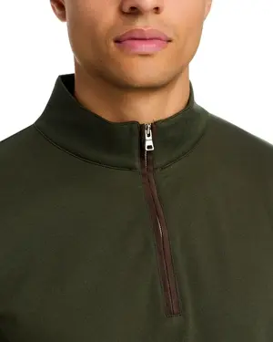 Peter Millar Crown Crafted Albatross Pique Quarter Zip Sweater - Dark Olive