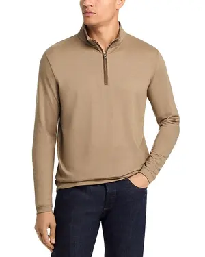 Peter Millar Peter Millar Crown Crafted Albatross Pique Quarter Zip Sweater Light Mocha