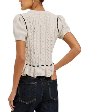 Rails Chandi Cable Knit Ruffle Hem Sweater