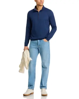 Peter Millar Crown Crafted Albatross Pique Quarter Zip Sweater - Navy