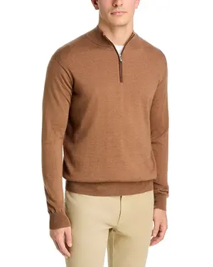 Peter Millar Autumn Crest Quarter Zip Sweater With Suede Trim - Dark Amber