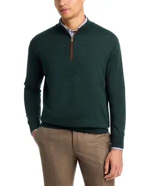 Peter Millar Autumn Crest Quarter Zip Sweater With Suede Trim - Pine Brook