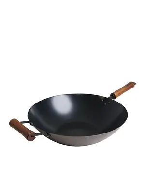 JOYCE CHEN Carbon Steel Ceramic Nonstick Wok, 24.25 L X 14 W X 4.9 H - Black