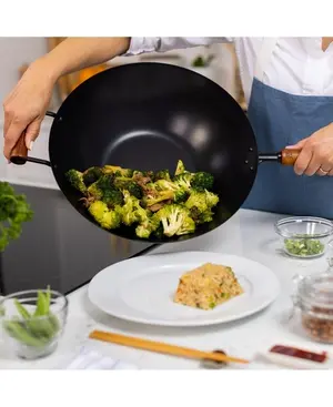JOYCE CHEN Carbon Steel Ceramic Nonstick Wok, 24.25 L X 14 W X 4.9 H