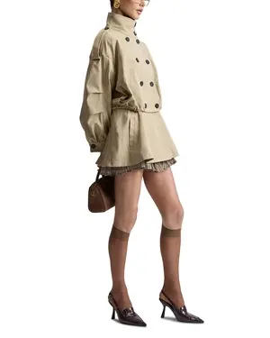 Avec Les Filles Double Breasted Peplum Trench Jacket