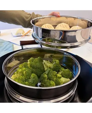 JOYCE CHEN 2-tier Stainless Steel Steamer, 9.9 L X 9.9 W X 8.75 H