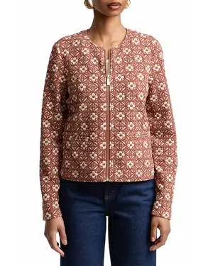 Bagatelle Jacquard Collarless Zip-up Jacket