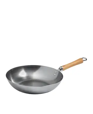 JOYCE CHEN Uncoated Carbon Steel Stir Fry Pan With Birch Handle, 21 L X 12 W X 4 H - Silver