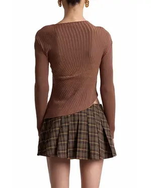 Avec Les Filles Asymmetric Ribbed Knit Top