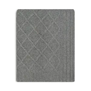 Sofia Cashmere Diamond Knit Cashmere Throw Blanket Heather Grey