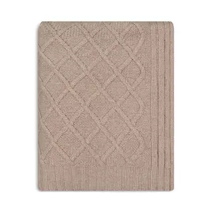 Sofia Cashmere Diamond Knit Cashmere Throw Blanket - Ivory
