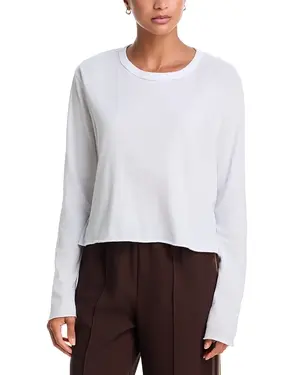 The Great. The Long Sleeve Cotton Cropped Tee - True White